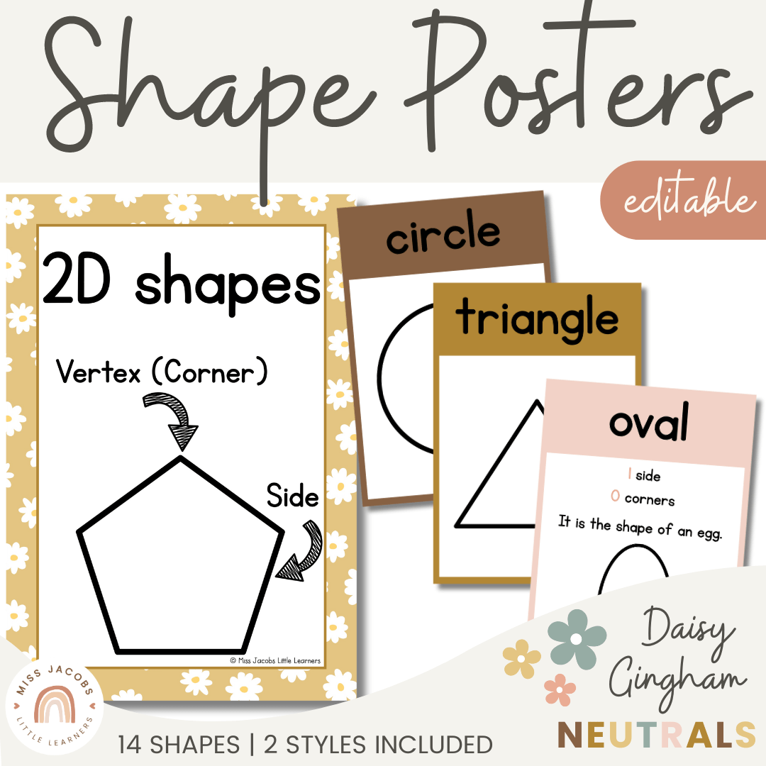 2D Shape Posters | Daisy Gingham Neutral Math