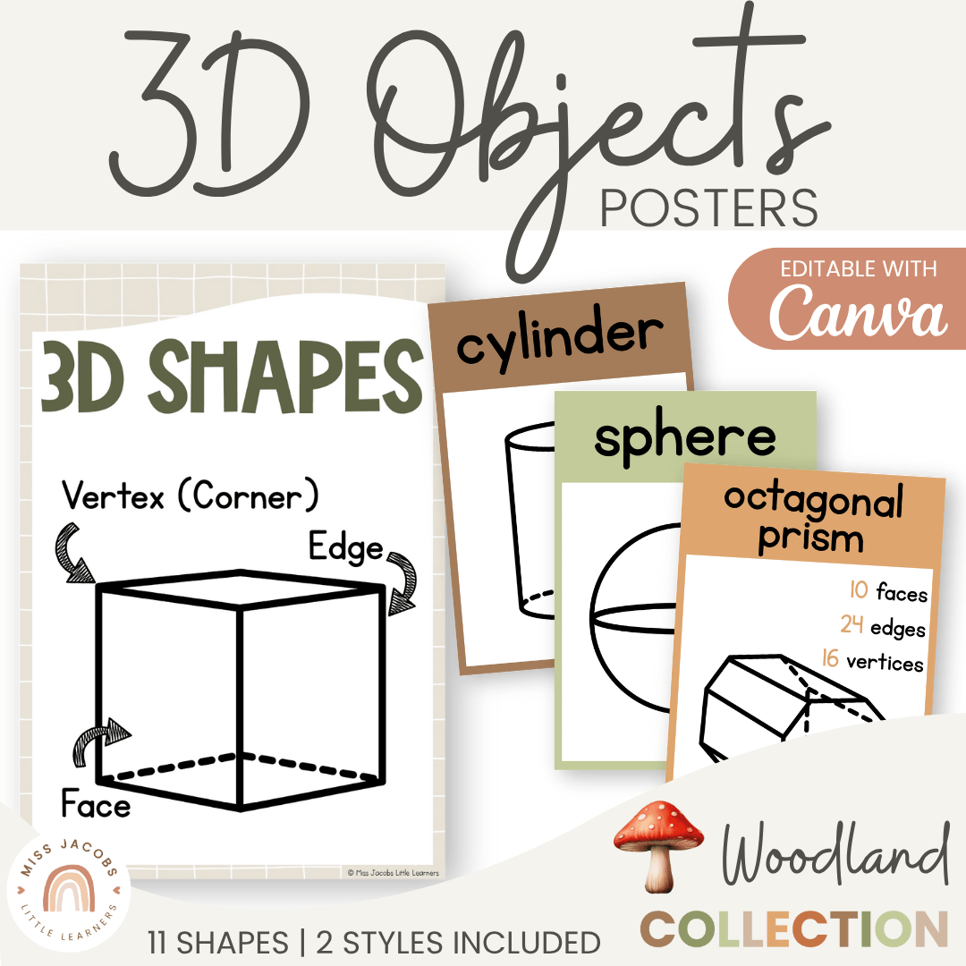 3D Object Posters - Woodland Theme Classroom Decor - Miss Jacobs