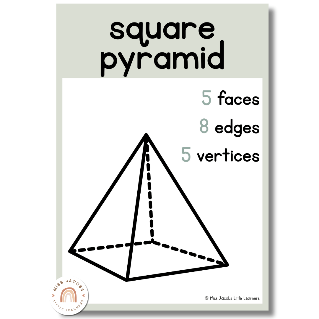 3D Shape Posters | Daisy Gingham Neutrals Math