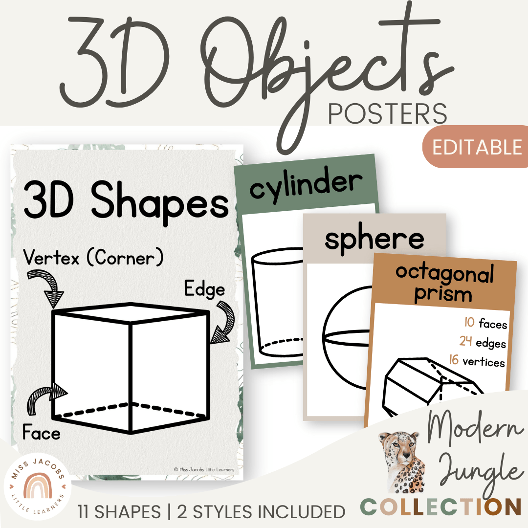 3D Shape Posters - Modern Jungle Earthy Theme - Miss Jacobs