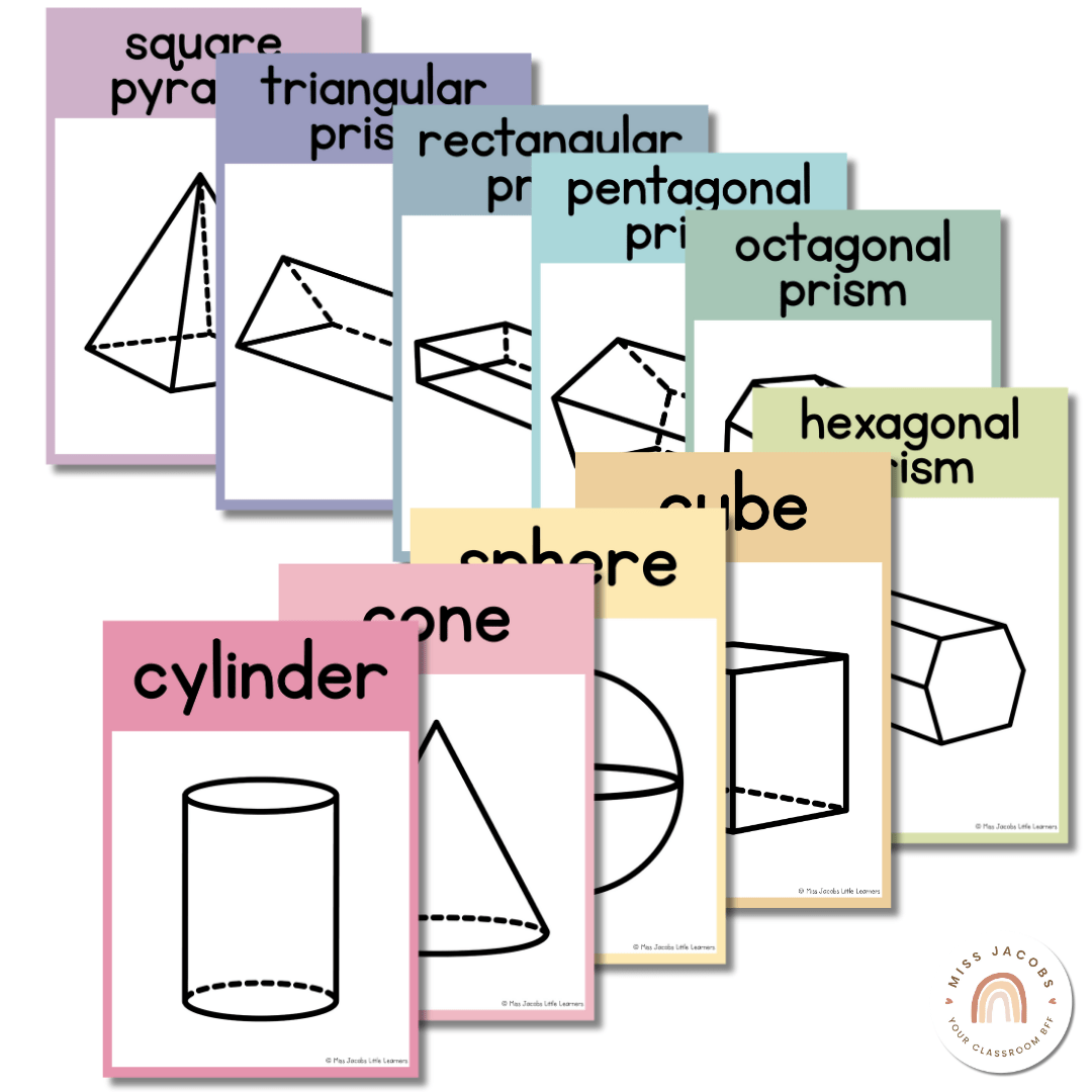 3D Shape Posters - Pastel Classroom Theme - Miss Jacobs - Default Title