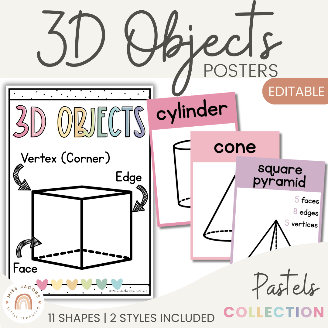 3D Shape Posters - Pastel Classroom Theme - Miss Jacobs - Default Title
