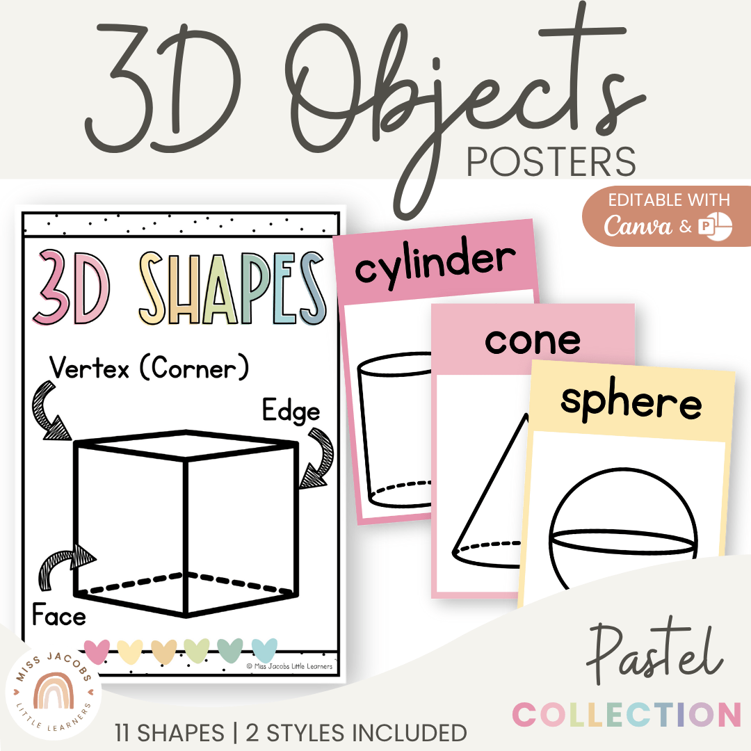 3D Shape Posters - Pastel Classroom Theme - Miss Jacobs