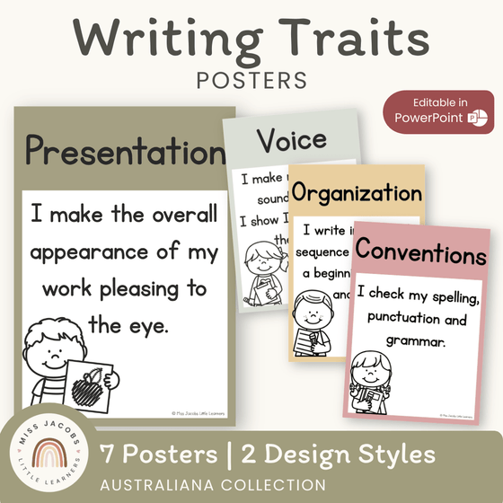 6 + 1 Traits of Writing Posters - Australiana Theme – Miss Jacobs ...