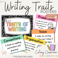 6 + 1 Traits of Writing Posters - Cutesy Classroom Theme - Miss Jacobs