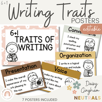 6+1 Writing Traits Posters | Daisy Gingham Neutrals