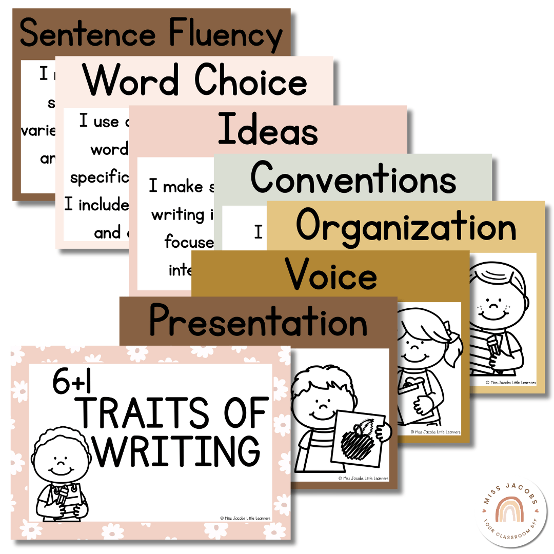 6+1 Writing Traits Posters | Daisy Gingham Neutrals