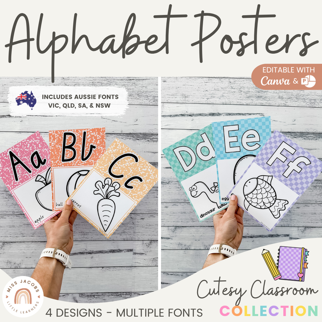 Alphabet Posters - Cutesy Classroom Theme - Miss Jacobs