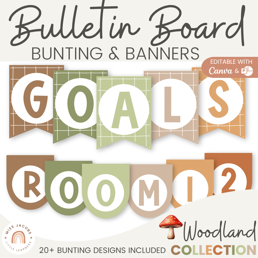 Bunting Banners - Bulletin Board Letters - Woodland Theme - MJLL