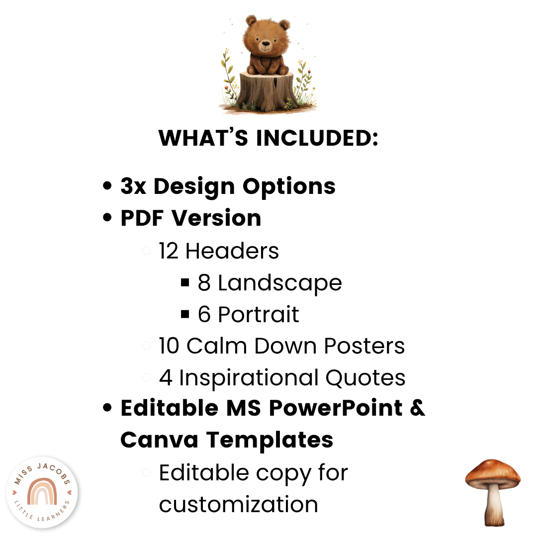 Calm Down Corner Posters - Woodland Theme Classroom Decor - MJLL