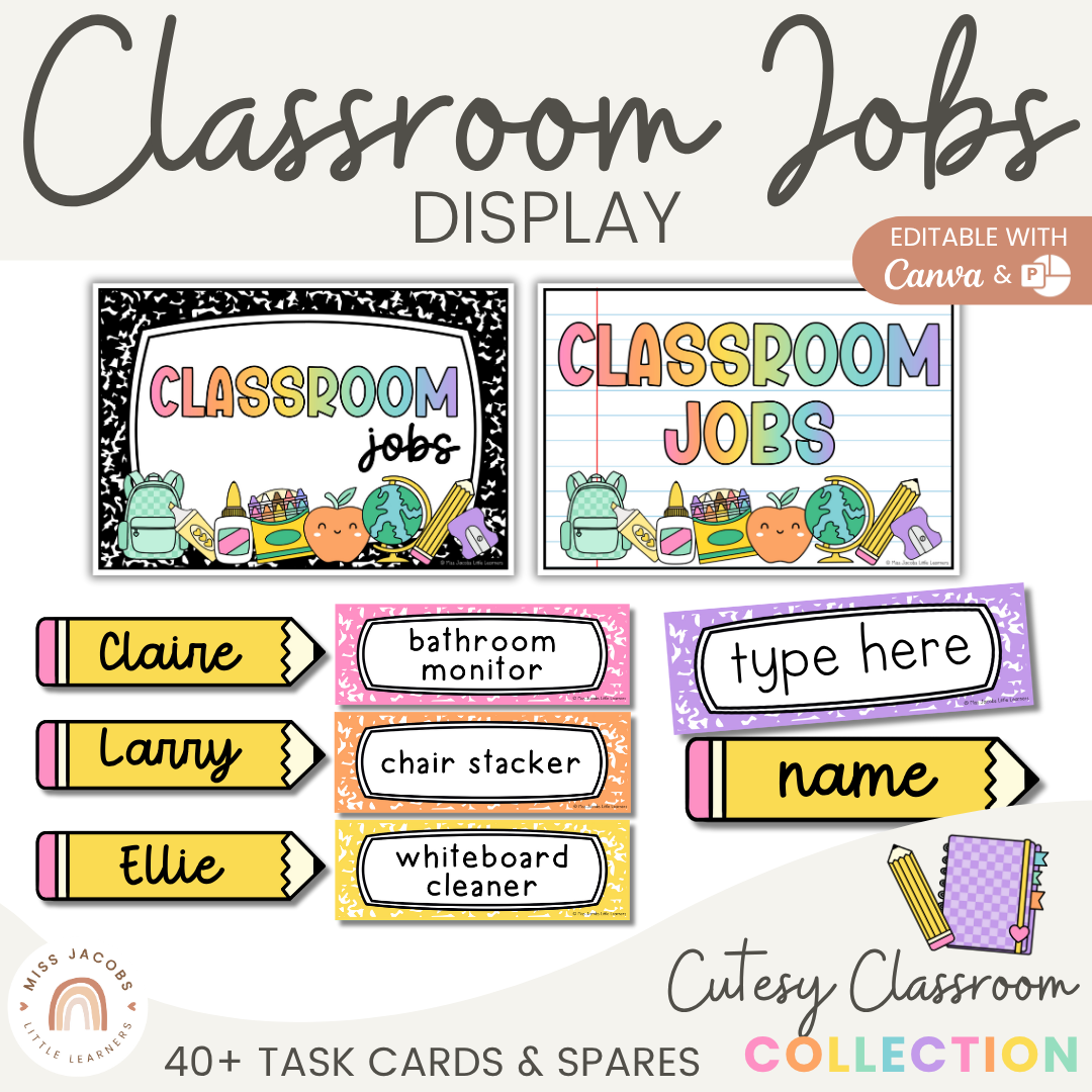 Classroom Job Chart - Cutesy Classroom Theme - Miss Jacobs