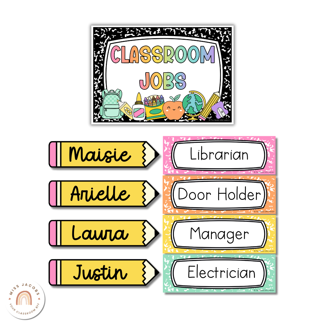 Classroom Job Chart - Cutesy Classroom Theme - Miss Jacobs
