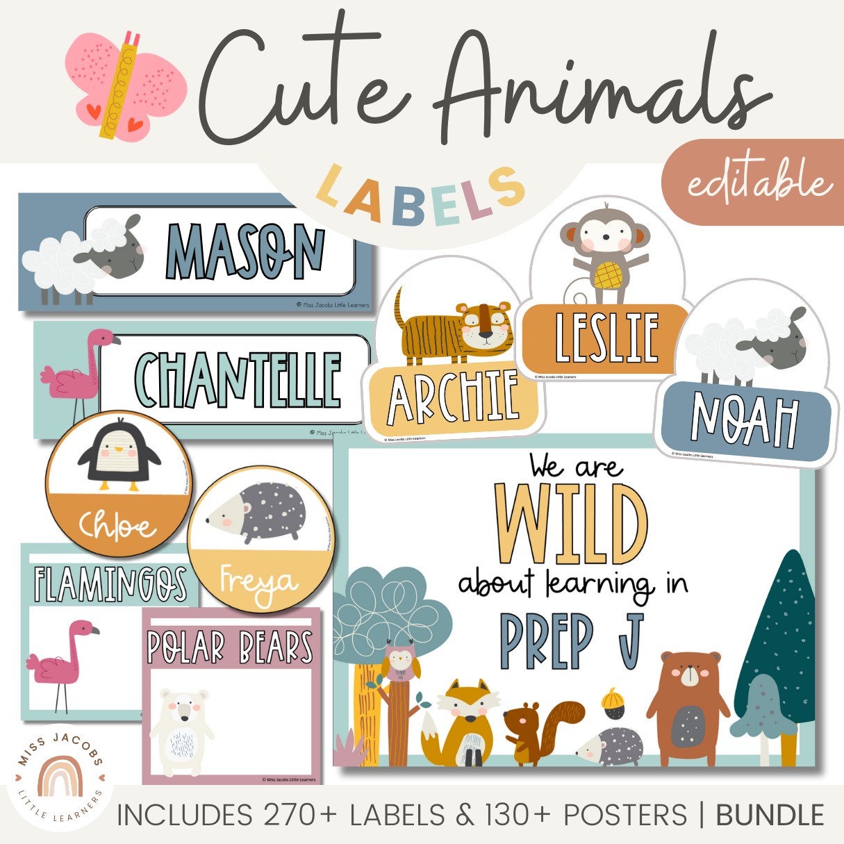 Class Labels Bundle - Name Plate, Door Display, Poster - Cute Theme