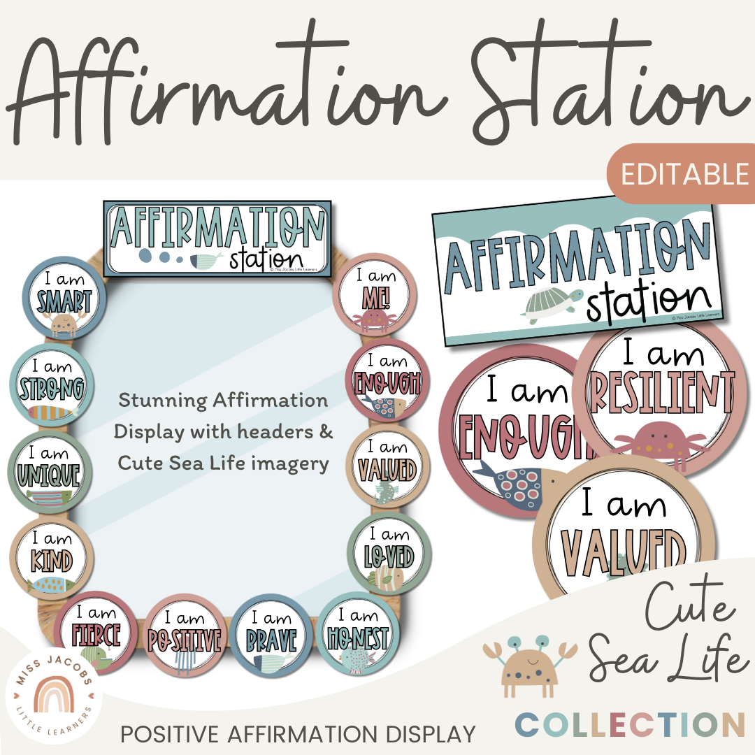 Affirmation Station - Cute Sea Life Classroom Decor