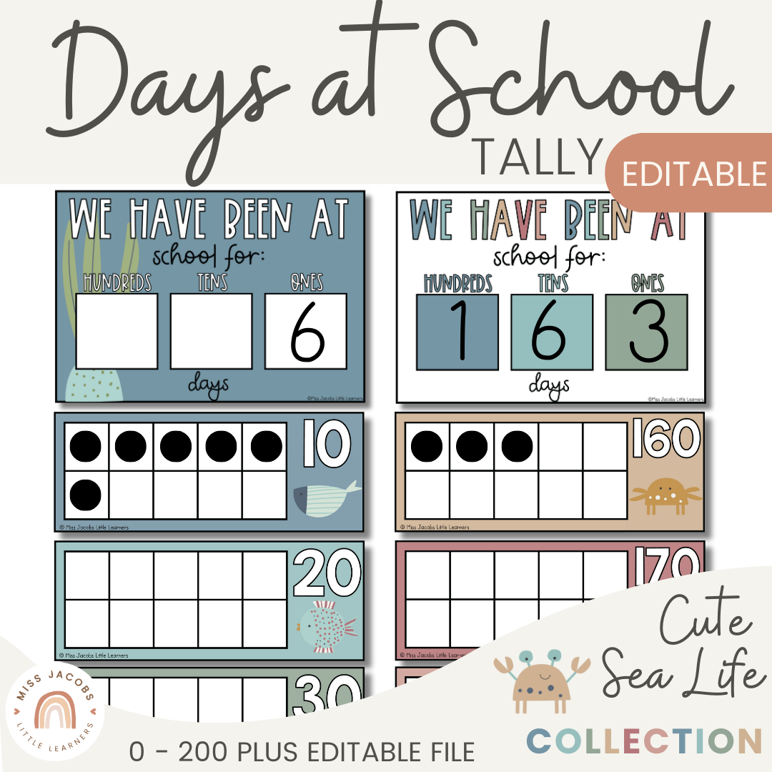 Days At School Tally Display - Cute Sea Life Classroom Decor