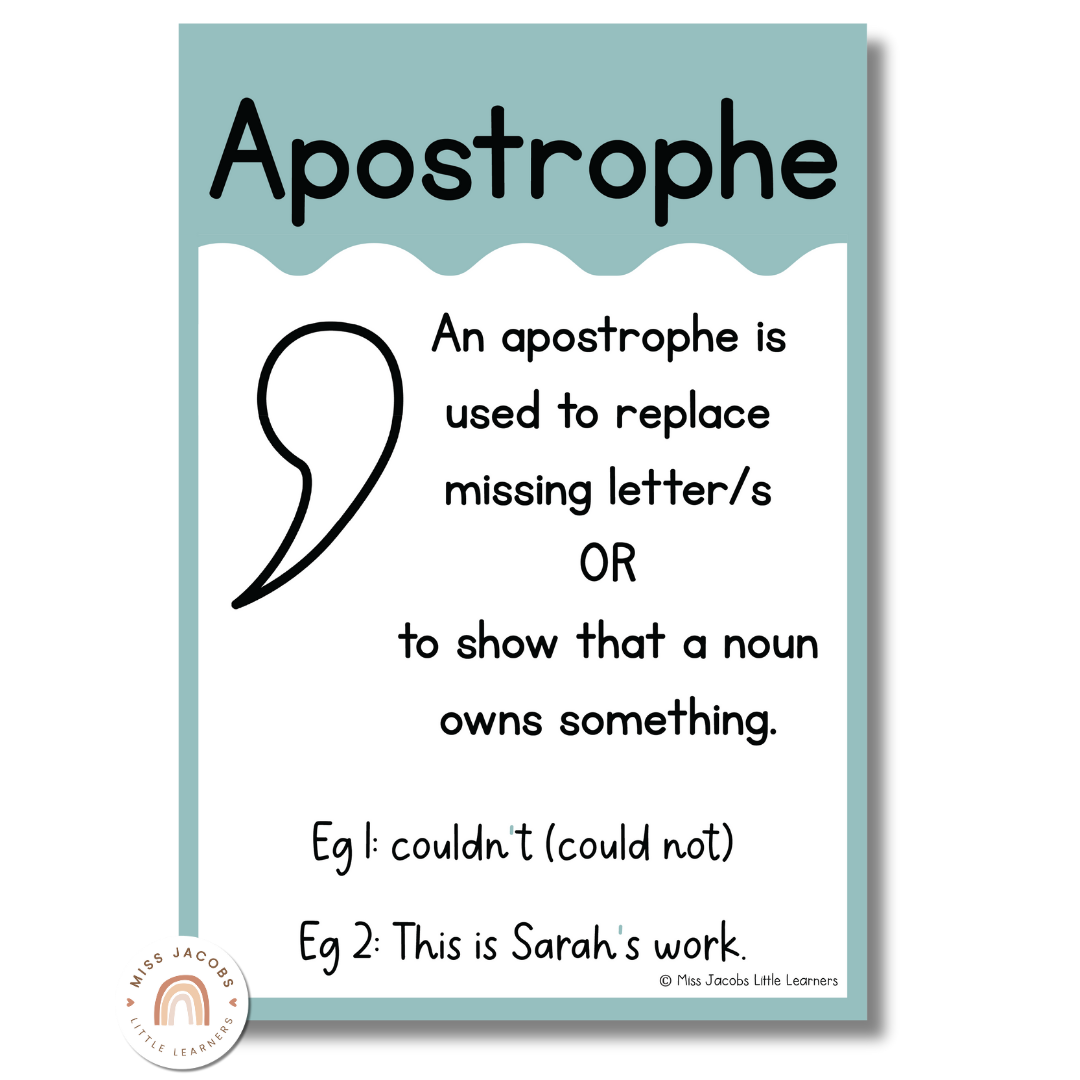 Cute Sea Life English Posters Decor - Miss Jacobs