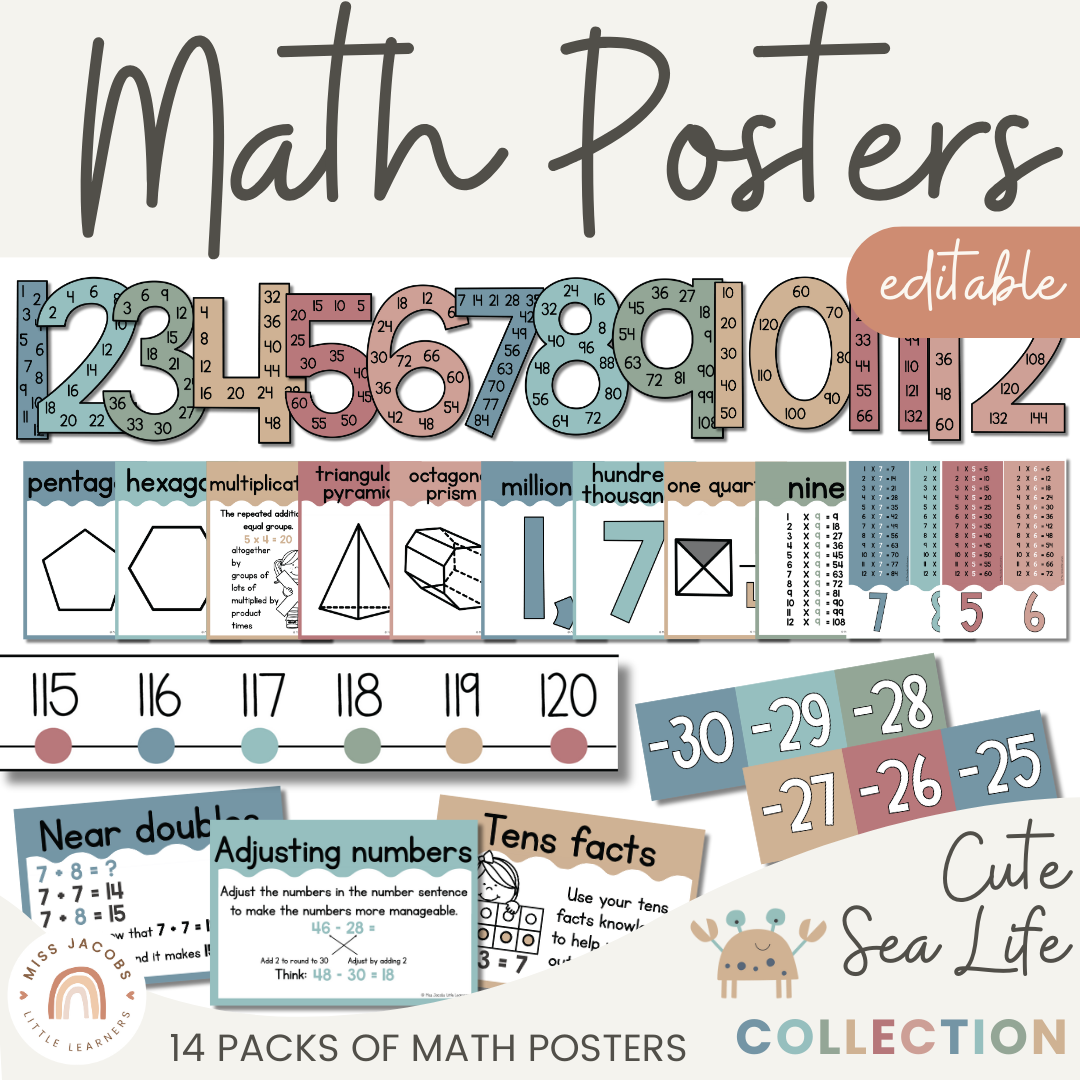 Cute Sea Life Math Posters Bundle - Default Title - Miss Jacobs Little ...