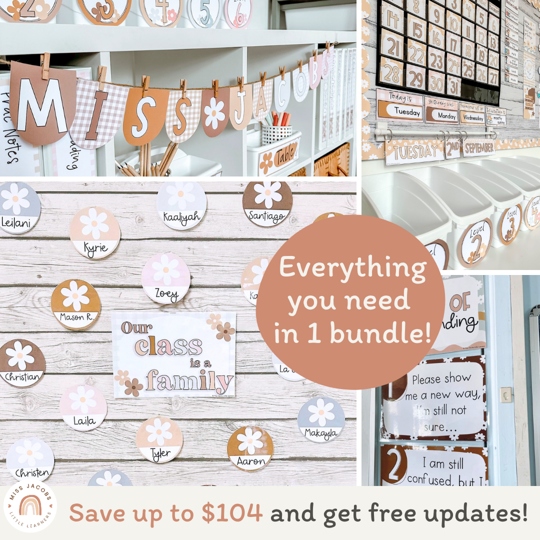 Daisy Gingham Neutrals Classroom Collection - Miss Jacobs - Miss Jacobs ...