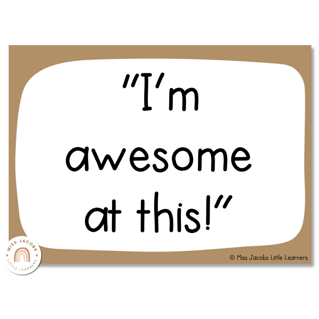 Growth Mindset Posters - Daisy Gingham Neutrals Decor