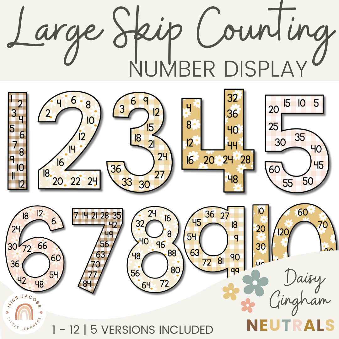 Skip Counting Large Number Display - Daisy Gingham Neutrals