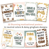 Inspirational Classroom Posters - Daisy Gingham Neutrals Decor – Miss ...
