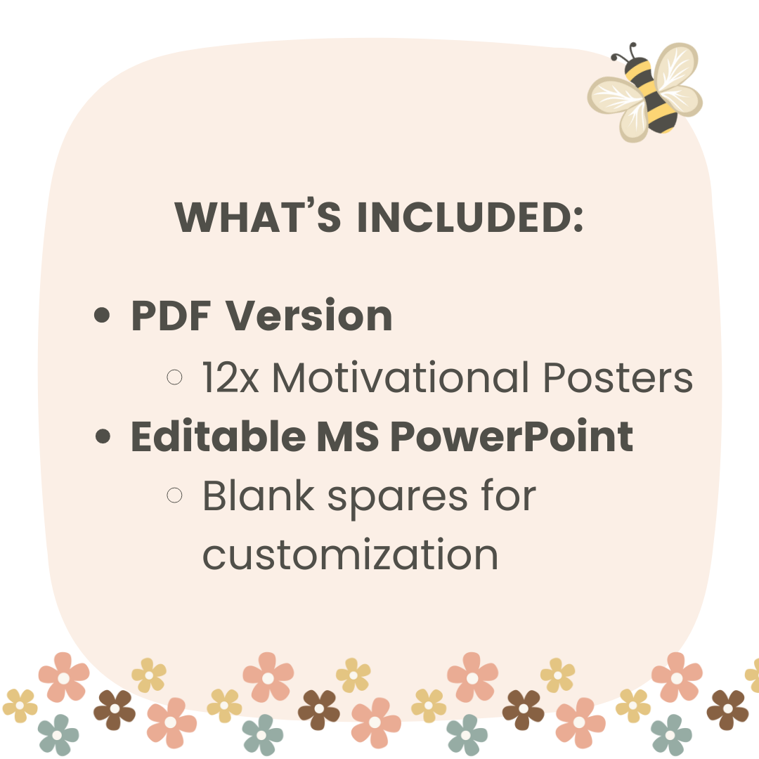 Inspirational Classroom Posters - Daisy Gingham Neutrals Decor