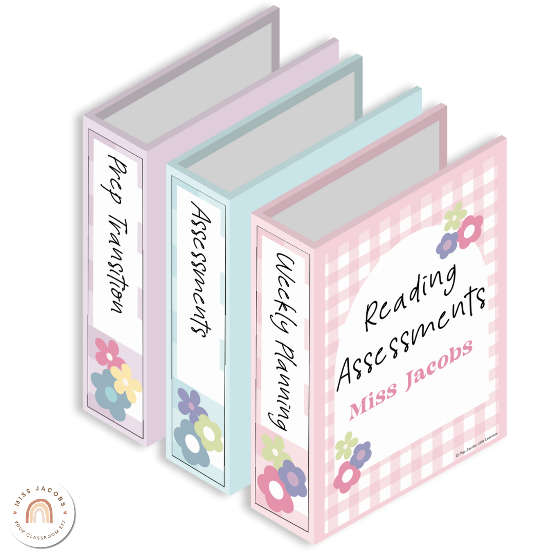 Binder Covers and Spines | Daisy Gingham Pastels