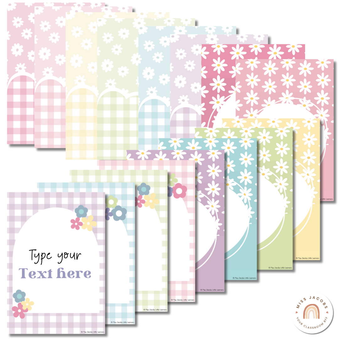Binder Covers and Spines | Daisy Gingham Pastels