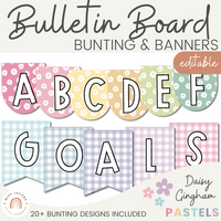 Bunting & Banners - Bulletin Board Letters - Daisy Gingham Pastels ...