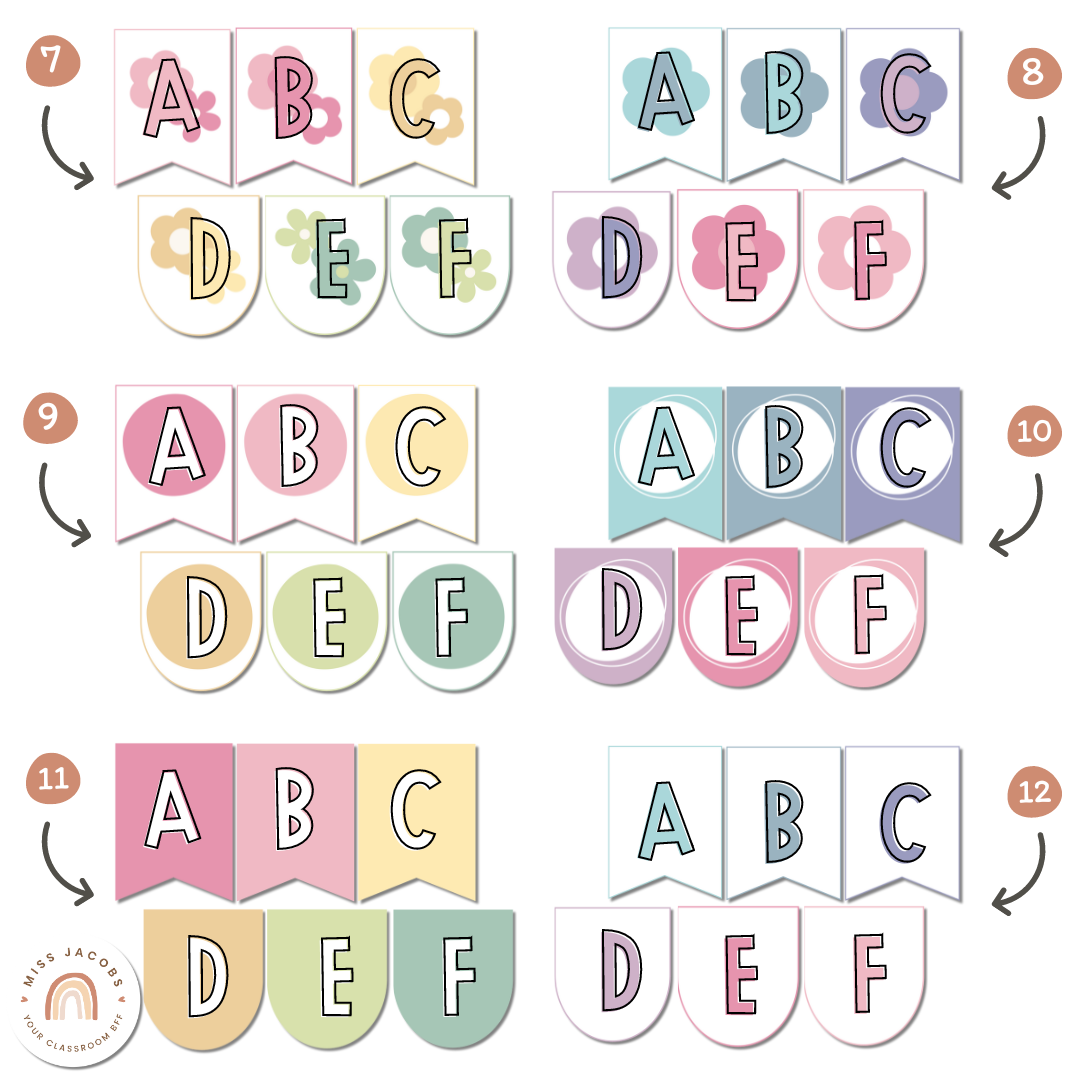 Bunting & Banners - Bulletin Board Letters - Daisy Gingham Pastels