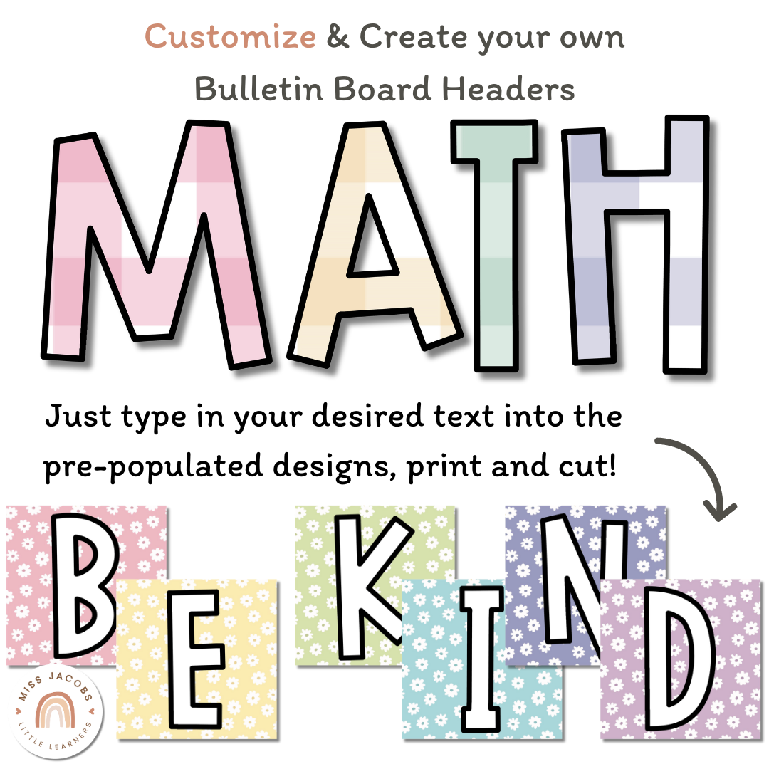 Bulletin Board Lettering Pack | Daisy Gingham Pastels