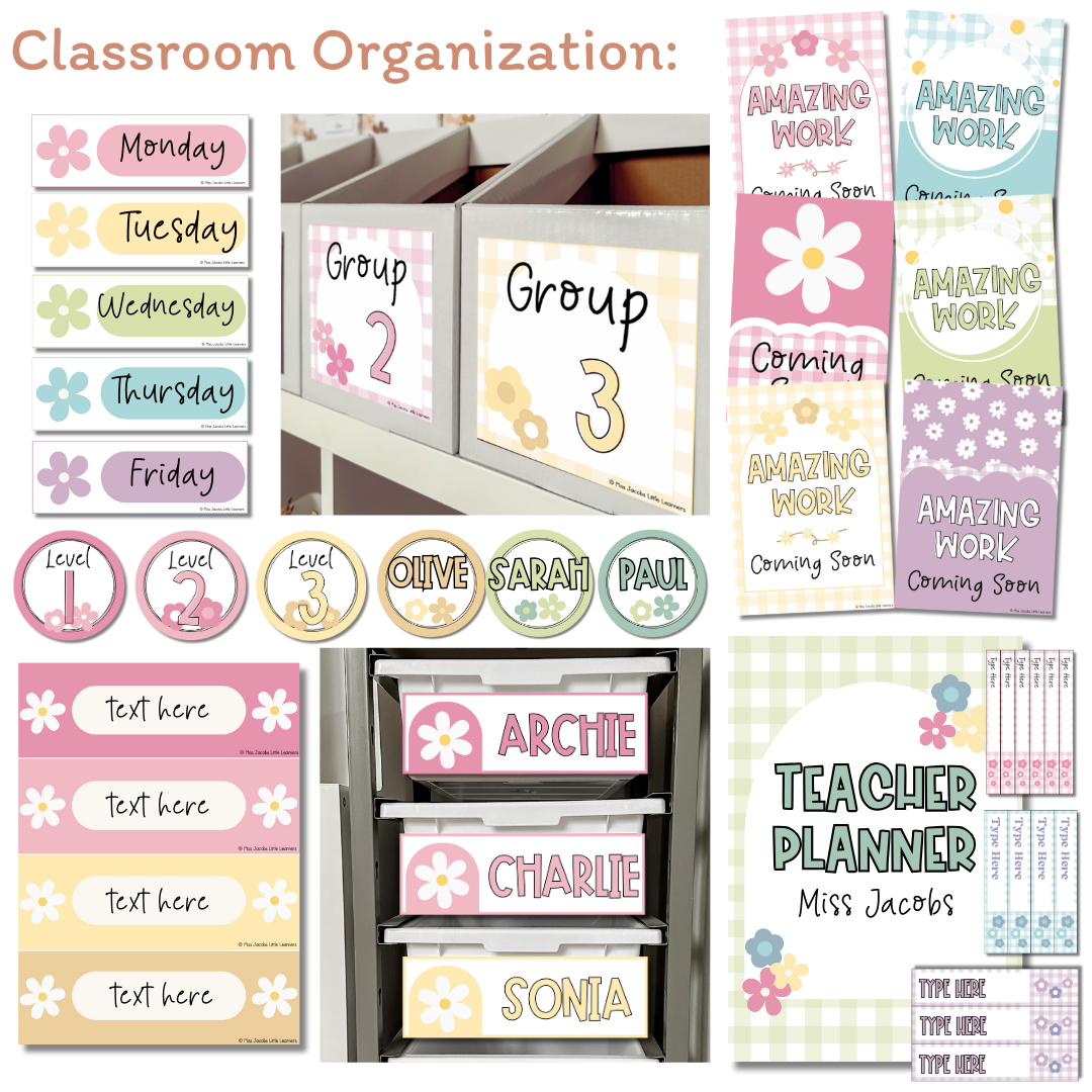 Daisy Gingham Classroom Decor - Pastels Theme - Miss Jacobs