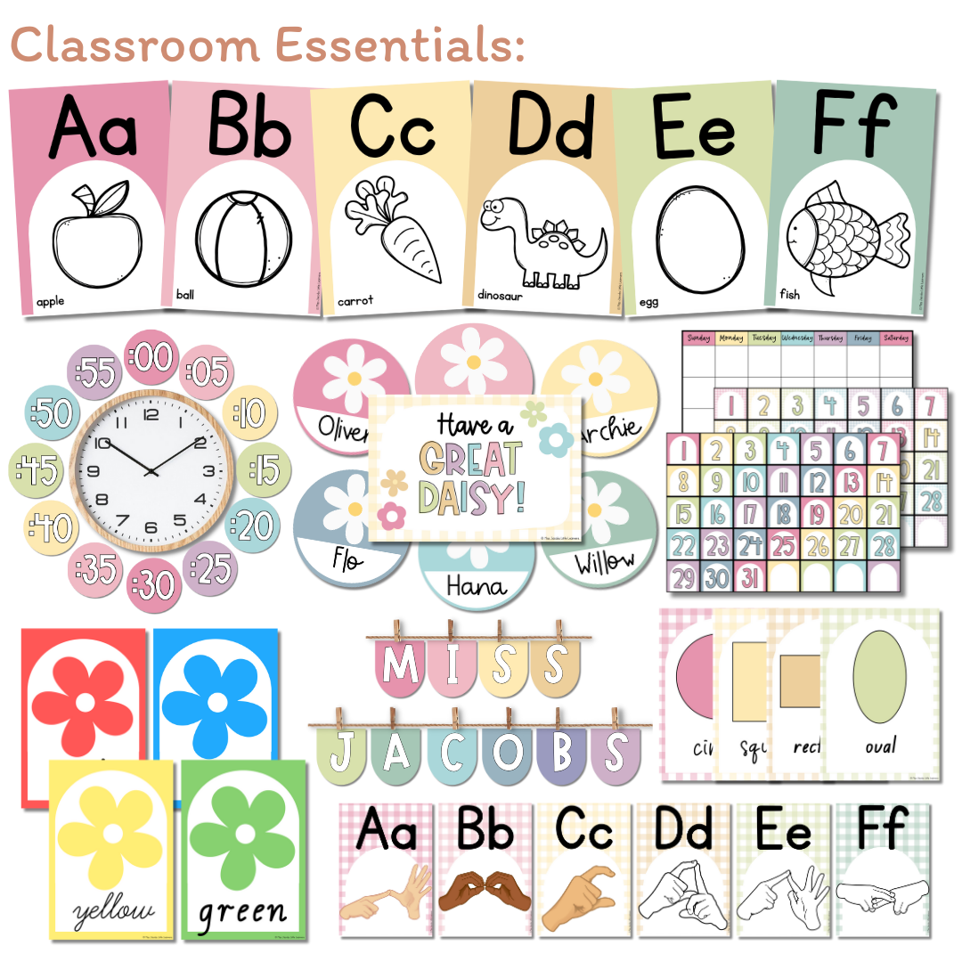 Daisy Gingham Classroom Decor - Pastels Theme - Miss Jacobs