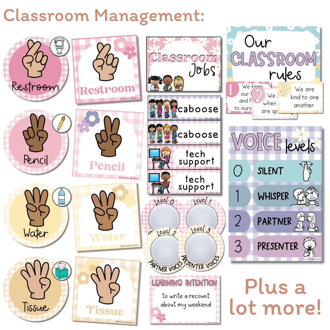 Daisy Gingham Classroom Decor - Pastels Theme - Miss Jacobs