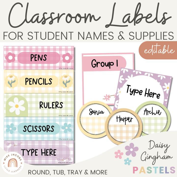 Daisy Gingham Pastels Classroom Decor - Miss Jacobs Little Learners