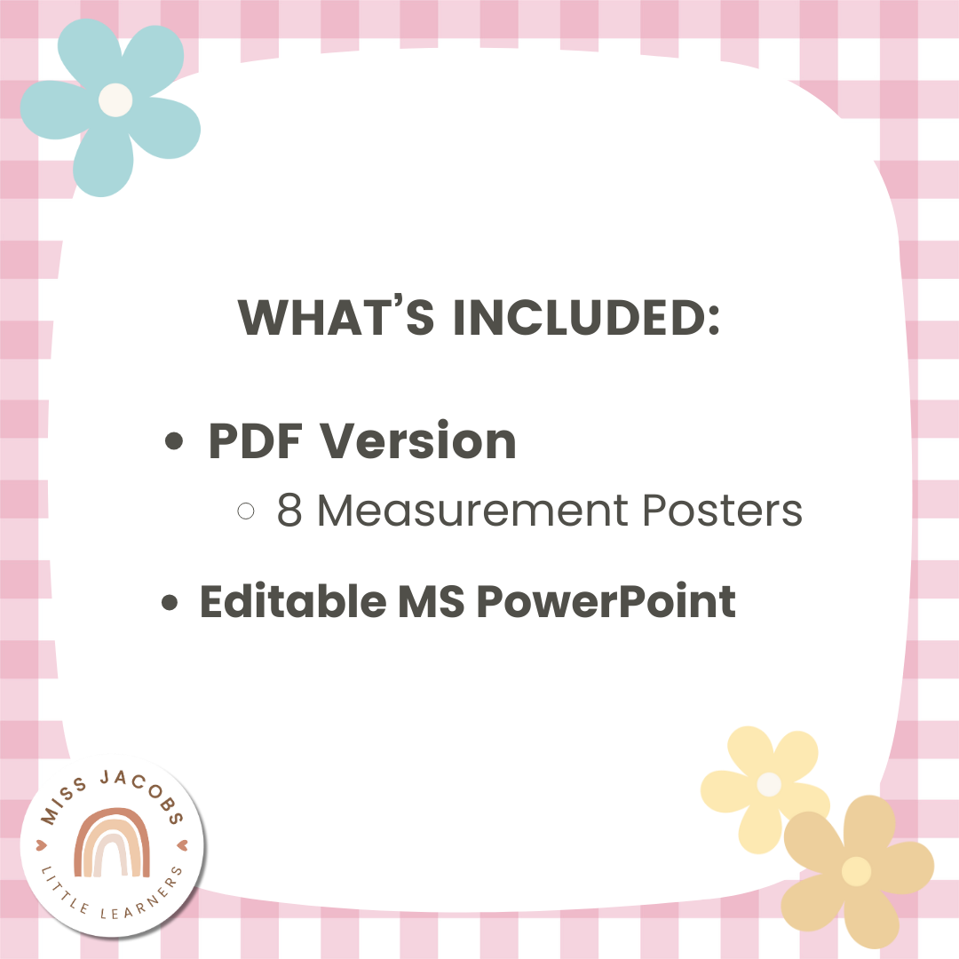 Measurement Posters - Daisy Gingham Pastels Theme