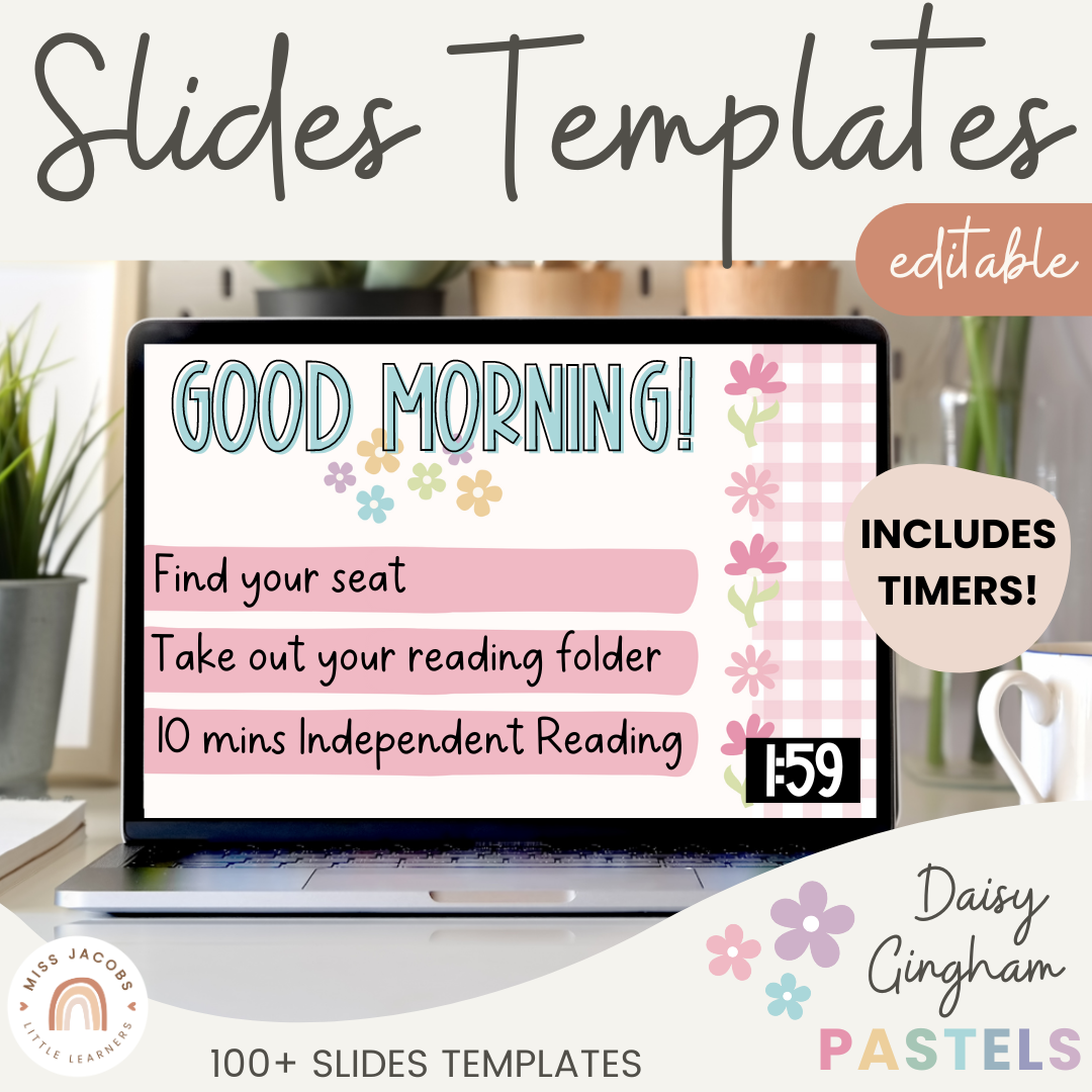 Google Morning Slides & PowerPoint Templates - Daisy Gingham Pastels