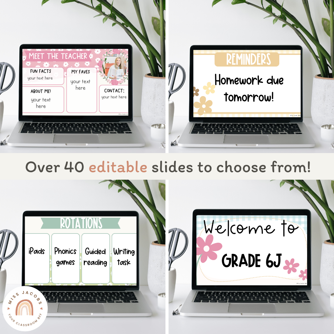 Google Morning Slides & PowerPoint Templates - Daisy Gingham Pastels