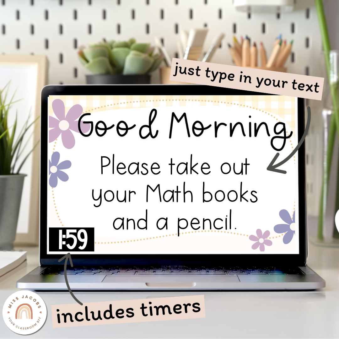 Google Morning Slides & PowerPoint Templates - Daisy Gingham Pastels