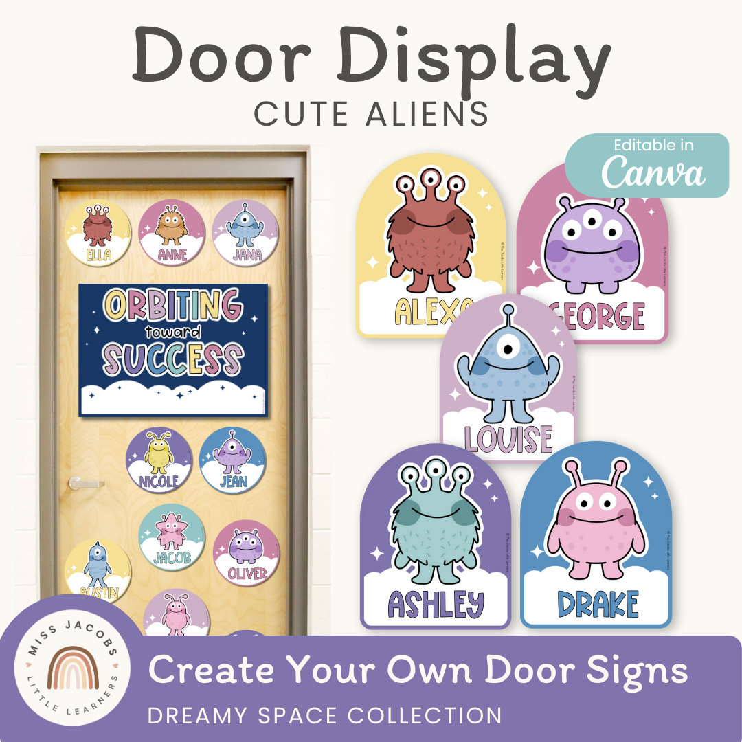 Door Display Cute Aliens - Dreamy Space Theme - MJLL