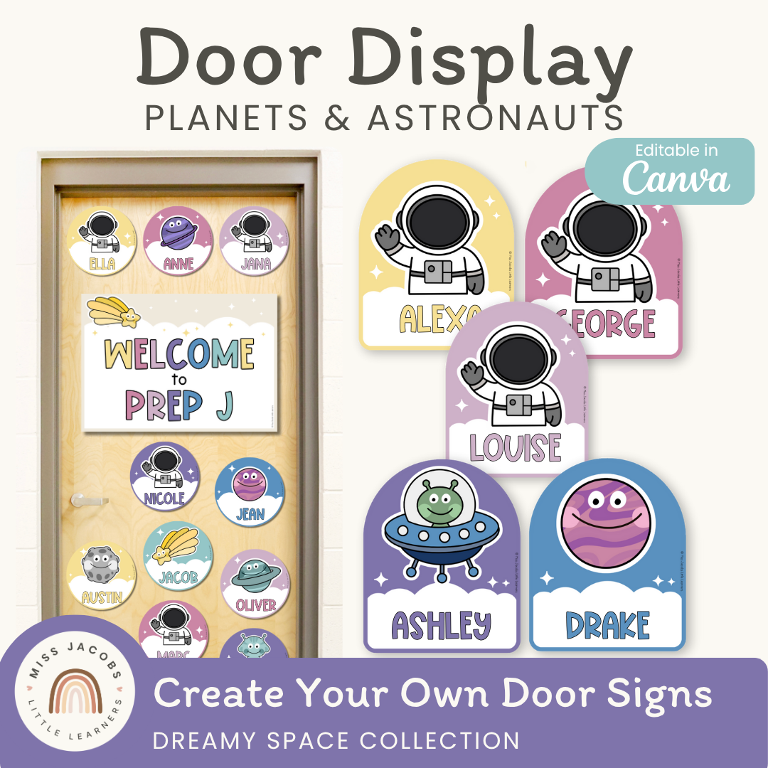 Door Display Planets & Astronauts - Dreamy Space Theme - MJLL