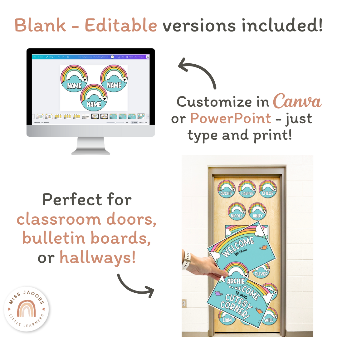 Door Display Rainbow - Cutesy Classroom Theme - Miss Jacobs