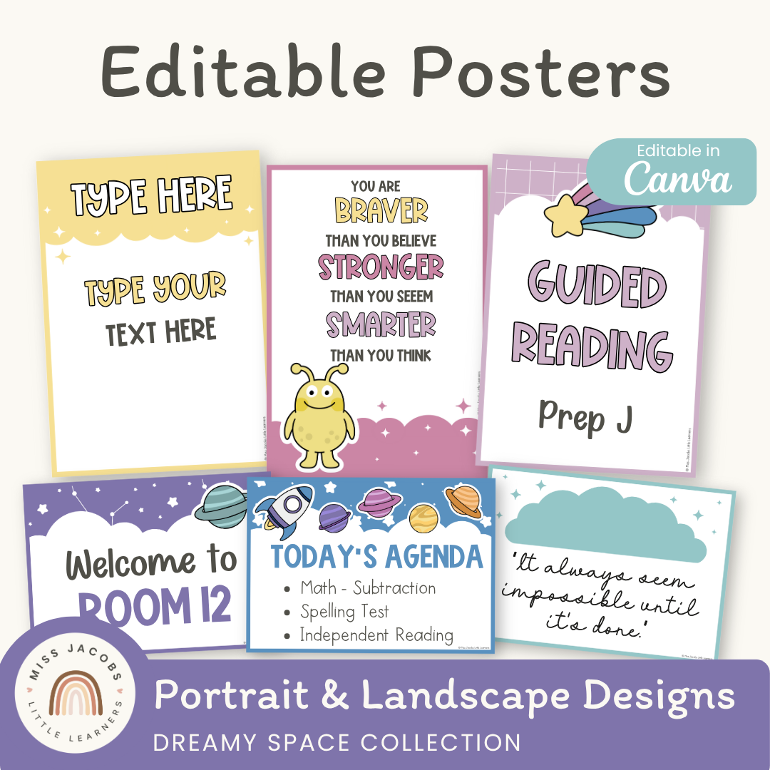 Editable Classroom Posters Template - Dreamy Space Decor – Miss Jacobs ...
