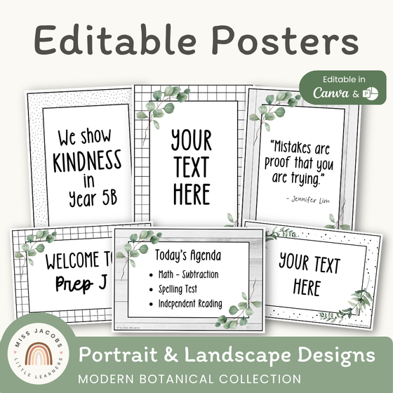 Editable Classroom Posters Templates - Modern Botanical - MJLL – Miss ...