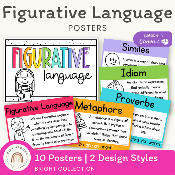 Figurative Language Posters - Bright Theme - Miss Jacobs – Miss Jacobs ...