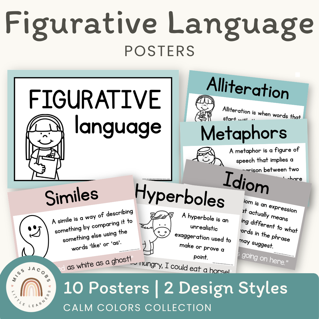Figurative Language Posters - Rainbow Calm Colors – Miss Jacobs Little ...
