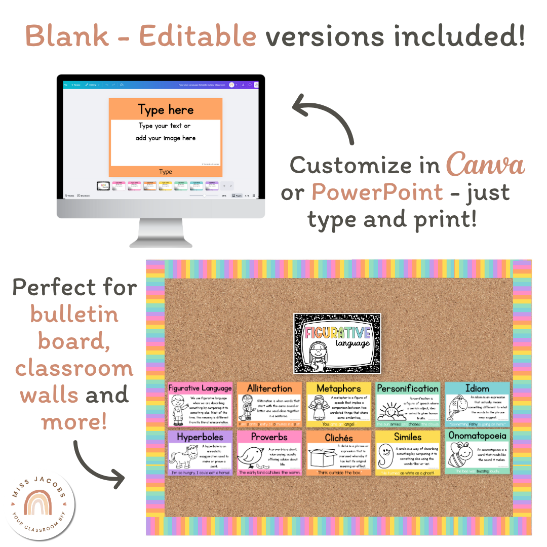 Figurative Language Posters - Cutesy Classroom Theme - Miss Jacobs