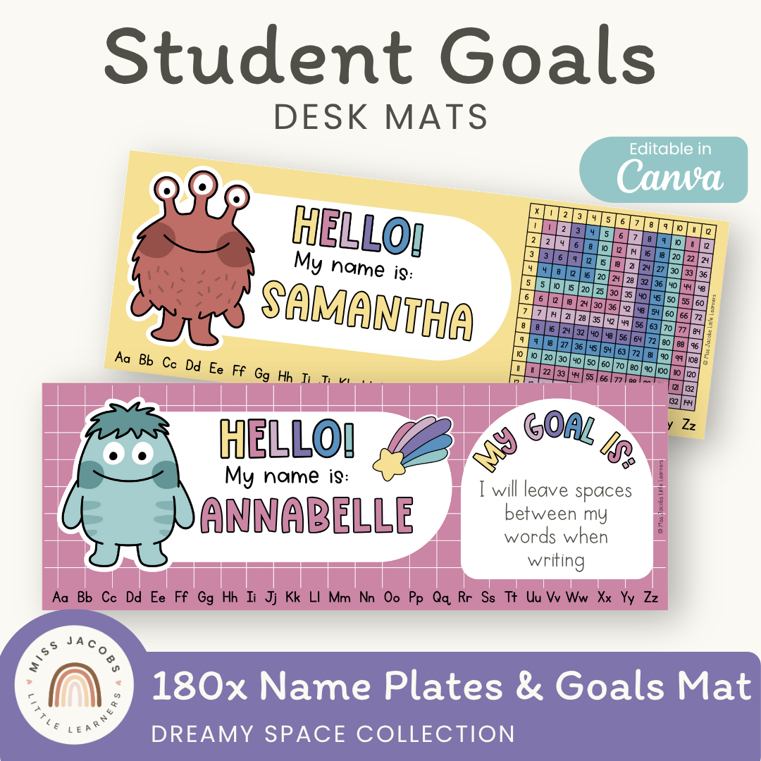 Student Goals Desk Mat - Dreamy Space Classroom Decor - MJLL