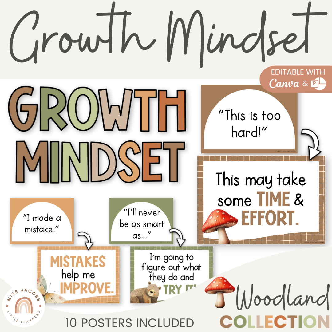 Growth Mindset Posters - Woodland Theme Classroom Decor - MJLL