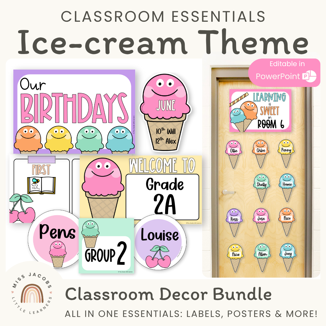 Ice Cream Theme Classroom Essentials Decor Pack - Miss Jacobs – Miss ...